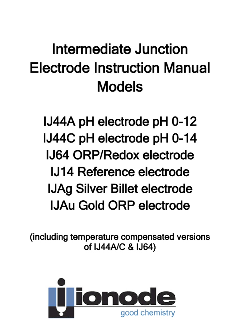 Intermediate Junction Electrode Instruction Manual Models | PDF | Ph ...