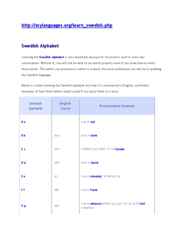 Swedish Alphabet | PDF | Alphabet | Orthography