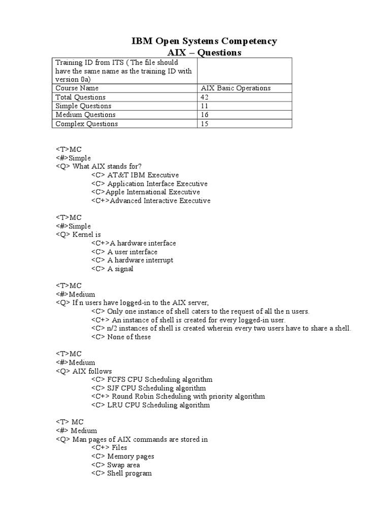 Aix Question Bank Version 1 | PDF | Shell (Computing) | Operating System Technology