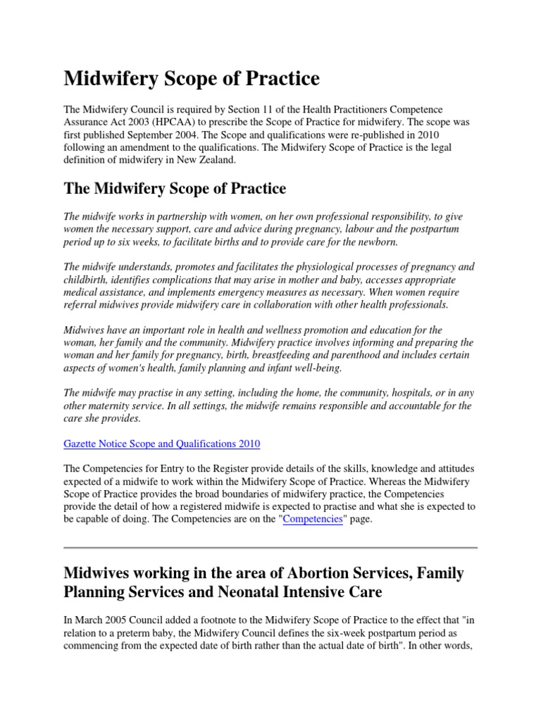 Scope of Mid Practice (Legal Ethic) | PDF | Midwife | Midwifery