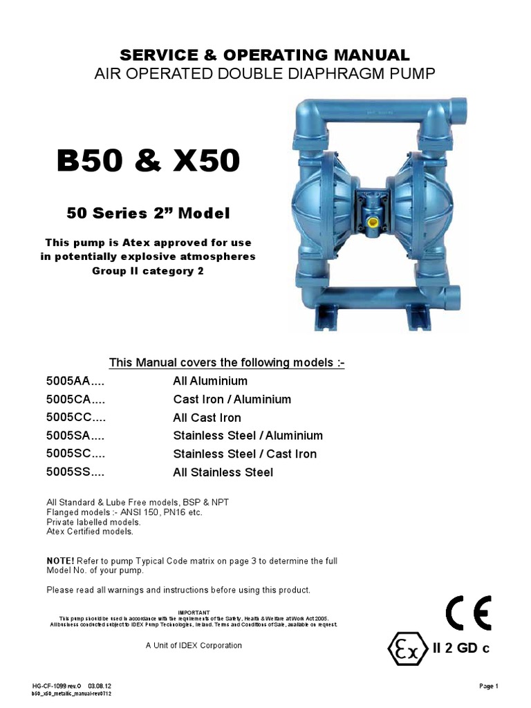 B50 X50 Metallic Manual | PDF | Pump | Valve