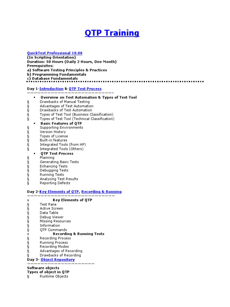 QTP in 30 Days | PDF | Microsoft Excel | Control Flow