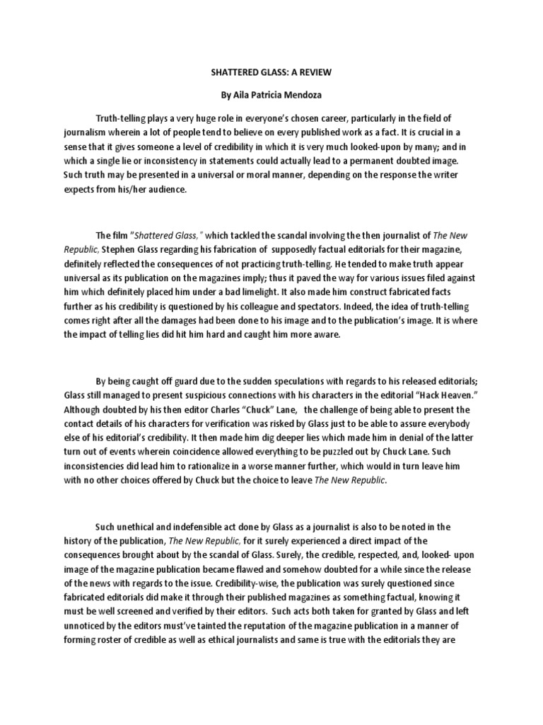Shattered Glass: A REVIEW | PDF | Journalism | Truth