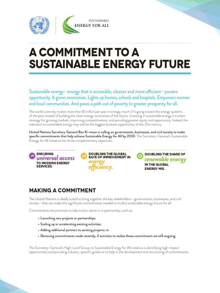 Commitments for Sustainable Energy Future | PDF | Sustainable Energy ...