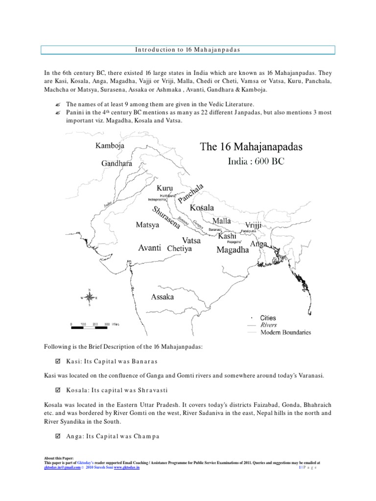 Introduction To 16 Mahajanpadas: Gktoday's © 2010 Suresh Soni 1 | PDF ...