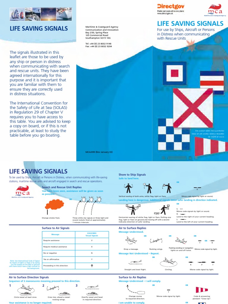 Life Saving Signals DG - 185583 | PDF | Search And Rescue | Water Transport