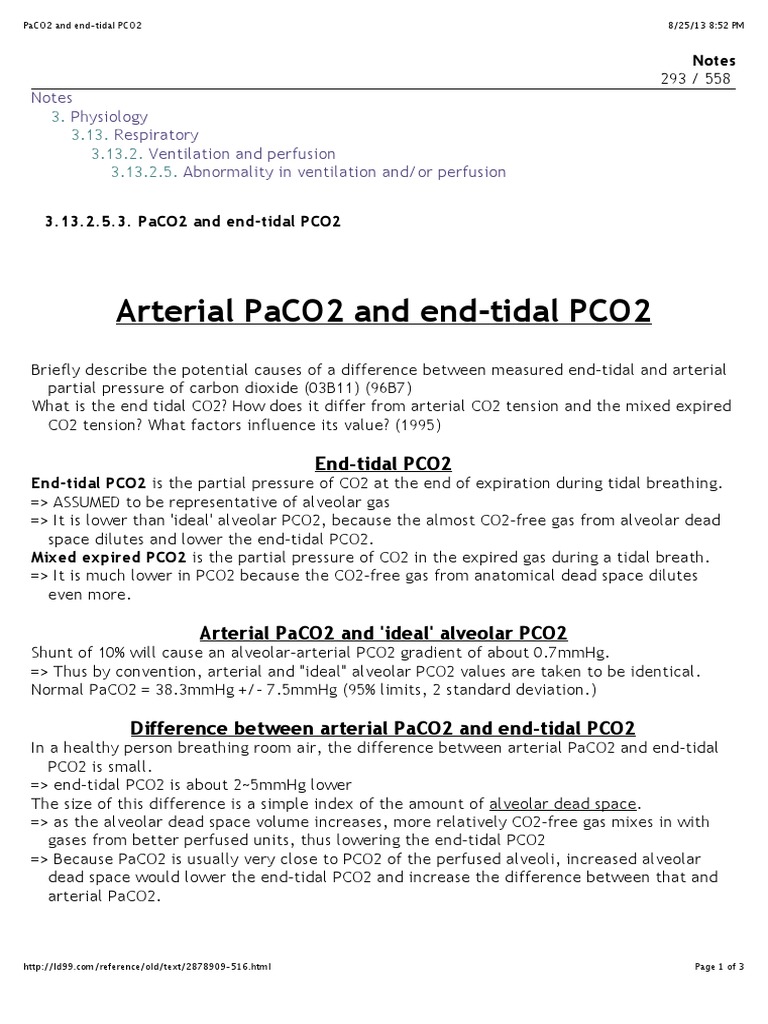 PaCO2 and End-Tidal PCO2 | PDF | Breathing | Respiratory System