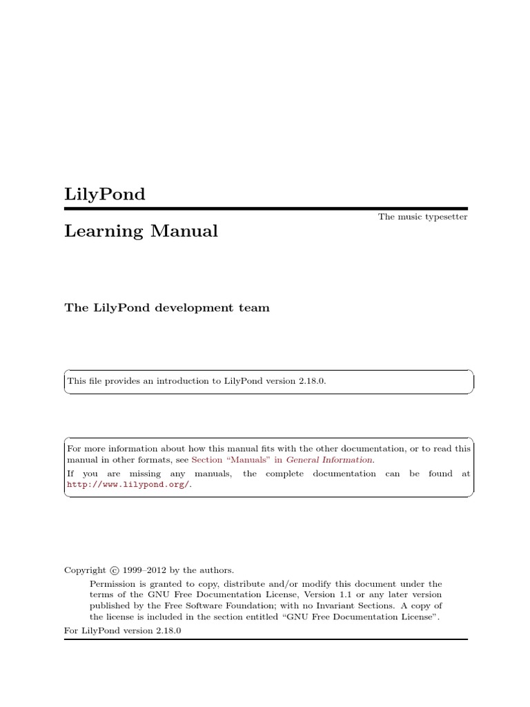 Gnu Lilypond Guide | PDF | Bracket | Command Line Interface