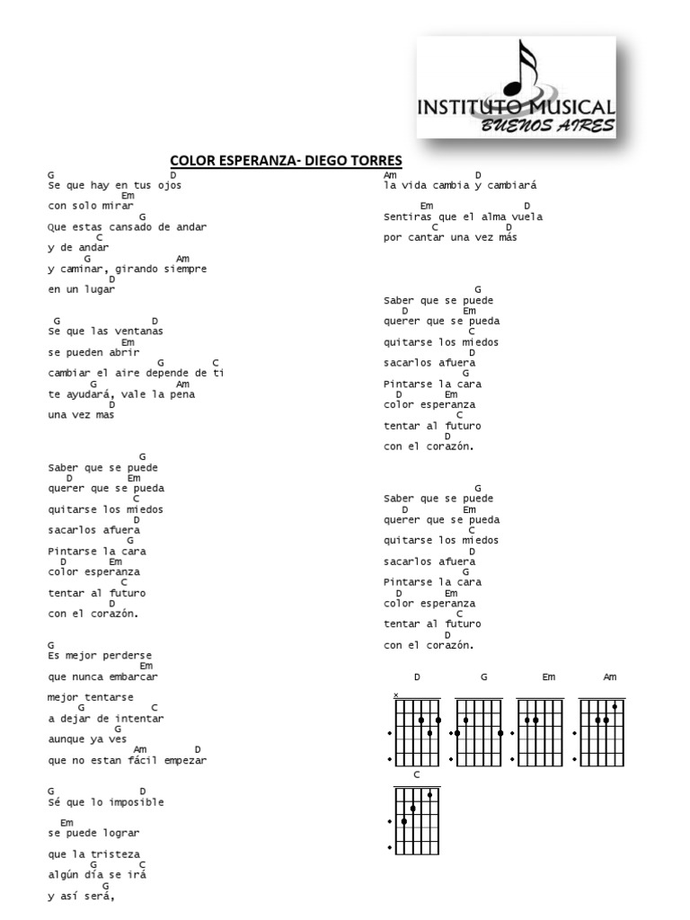 Letra y acordes de "Color Esperanza" | PDF