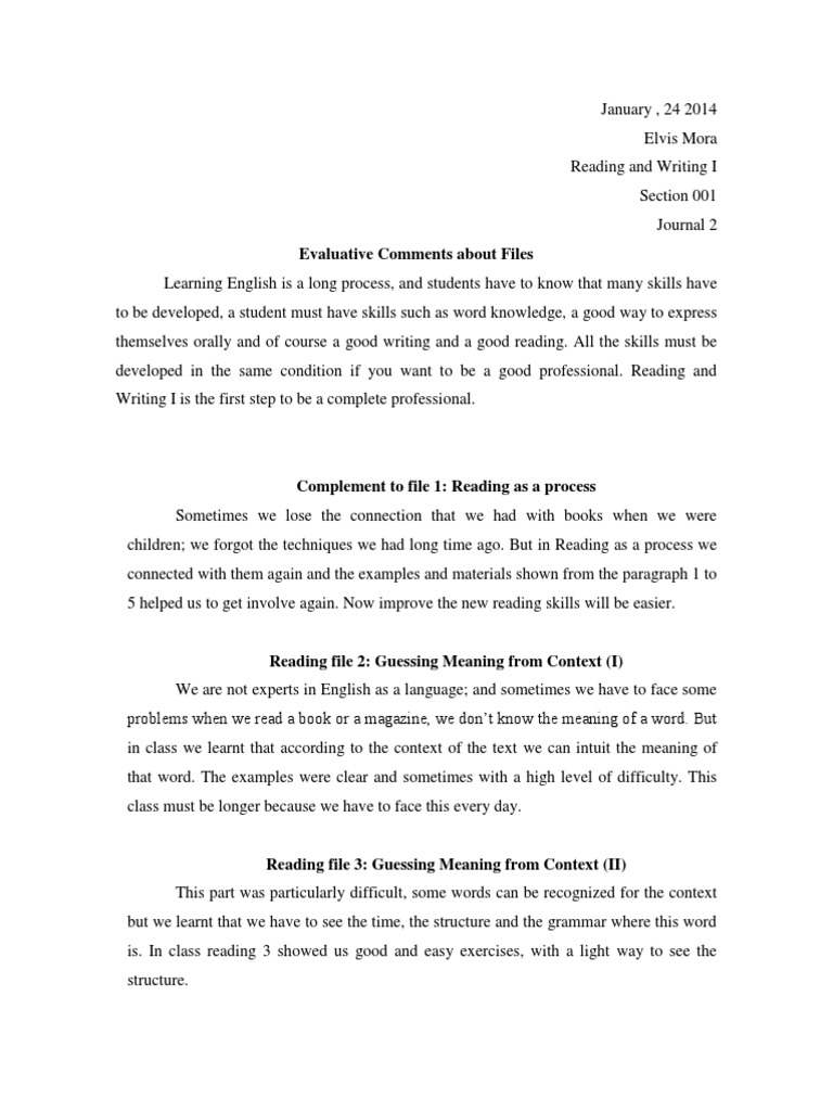 Elvis Mora Journal | PDF | Reading (Process) | Neuropsychological ...