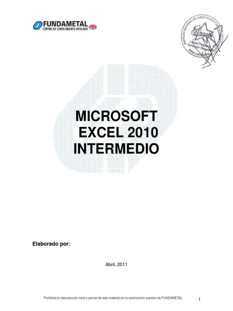 Excel Intermedio | PDF | Hoja de cálculo | Fórmula