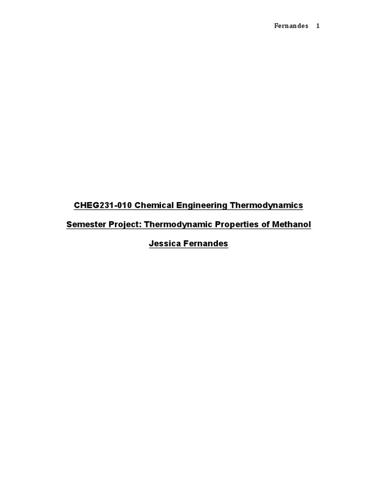 Thermodynamic Properties of Methanol | PDF | Phases Of Matter | Chemistry