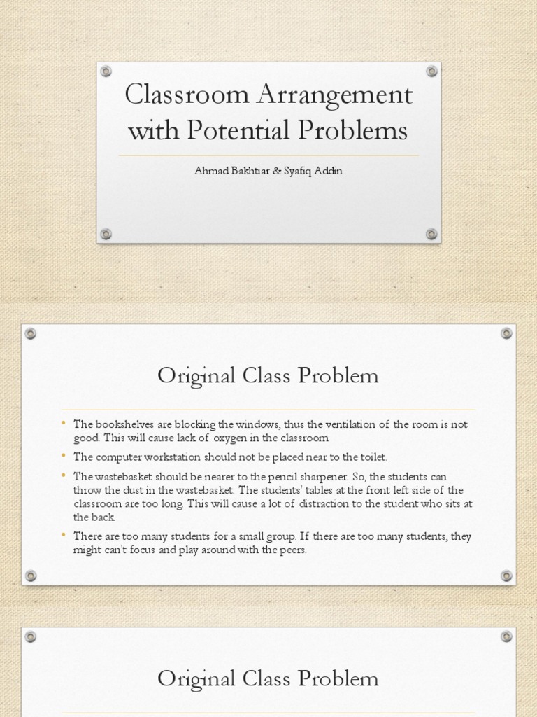 Classroom Arrangement With Potential Problems | PDF | Desk | Classroom