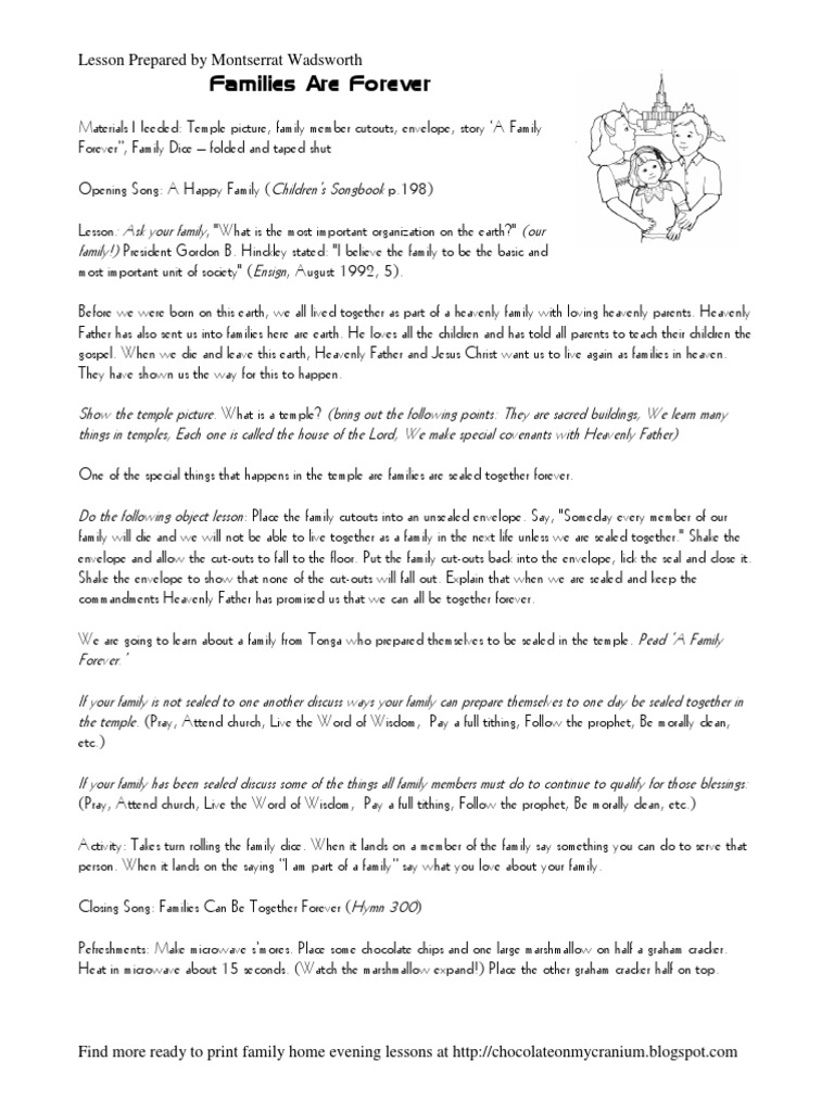 Family Home Evening Lesson: Families Forever | PDF
