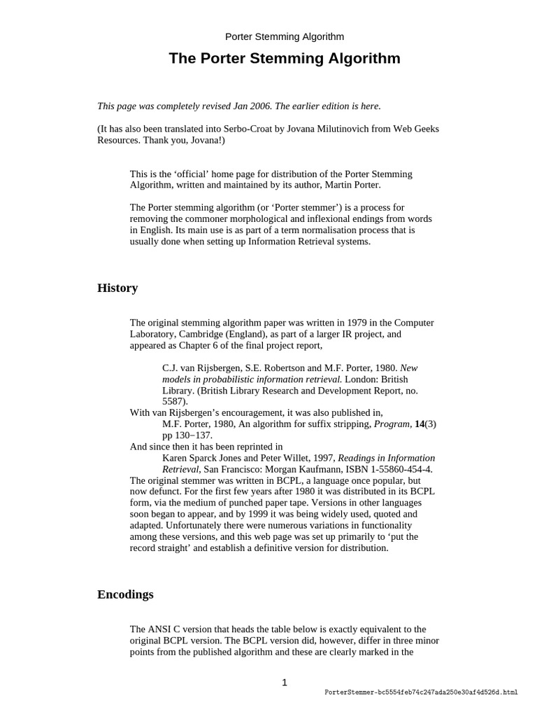 Porter Stemming Algorithm Guide | PDF | Computer Programming | Areas Of ...