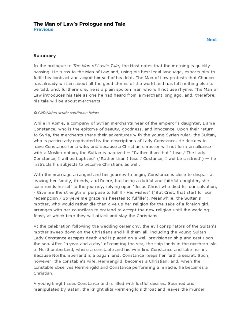 The Man of Law | PDF | Religion And Belief | Poetry