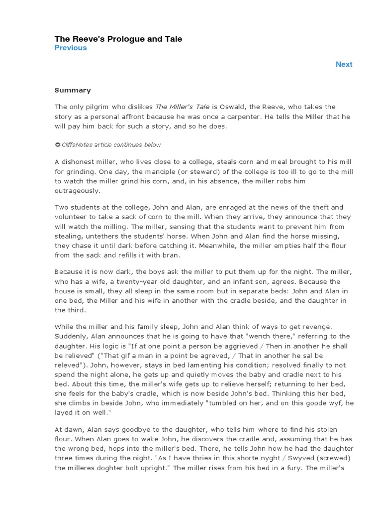 The Reeves Prologue And Tale Previous Next Pdf Violence Sex