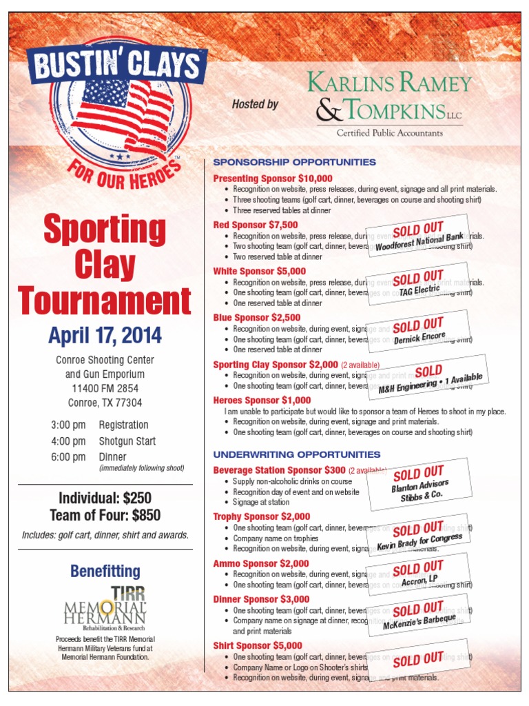 Bustin' Clays For Heroes Brochure 012014 | PDF | Payments | Financial ...