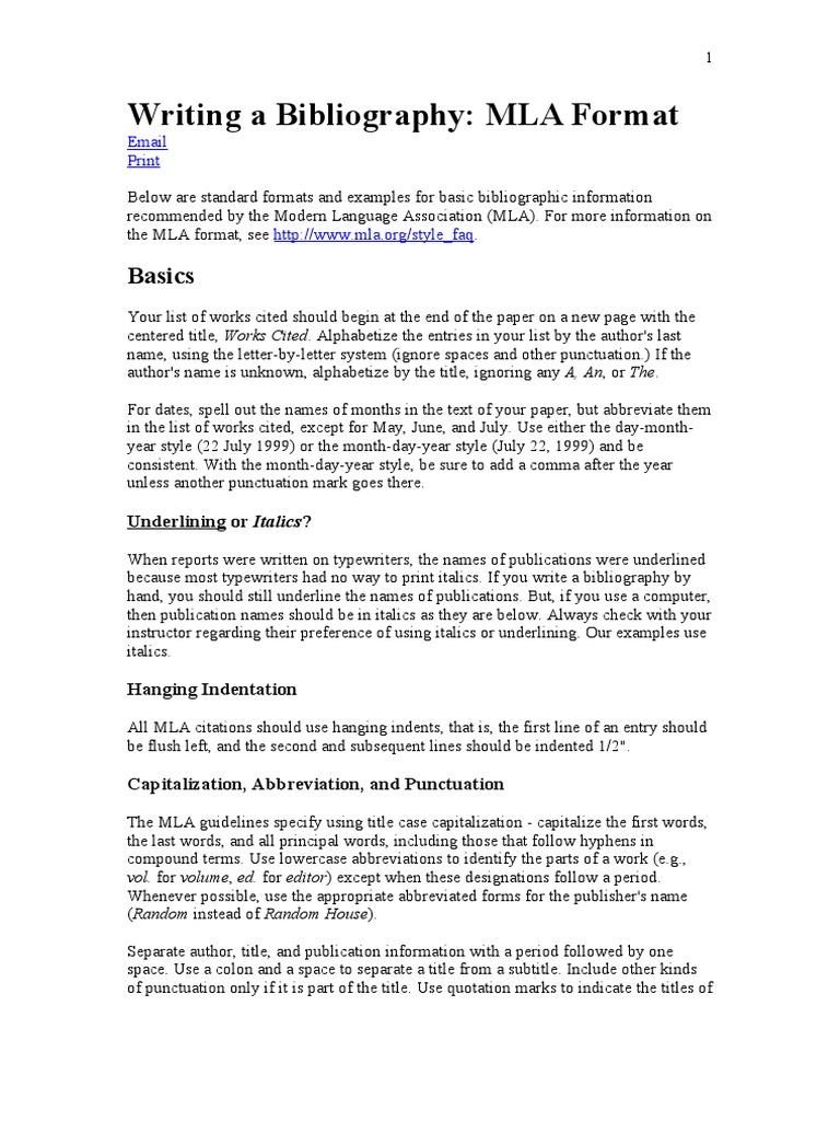 Writing A Bibliography: MLA Format: Basics | PDF | Bibliography | Symbols