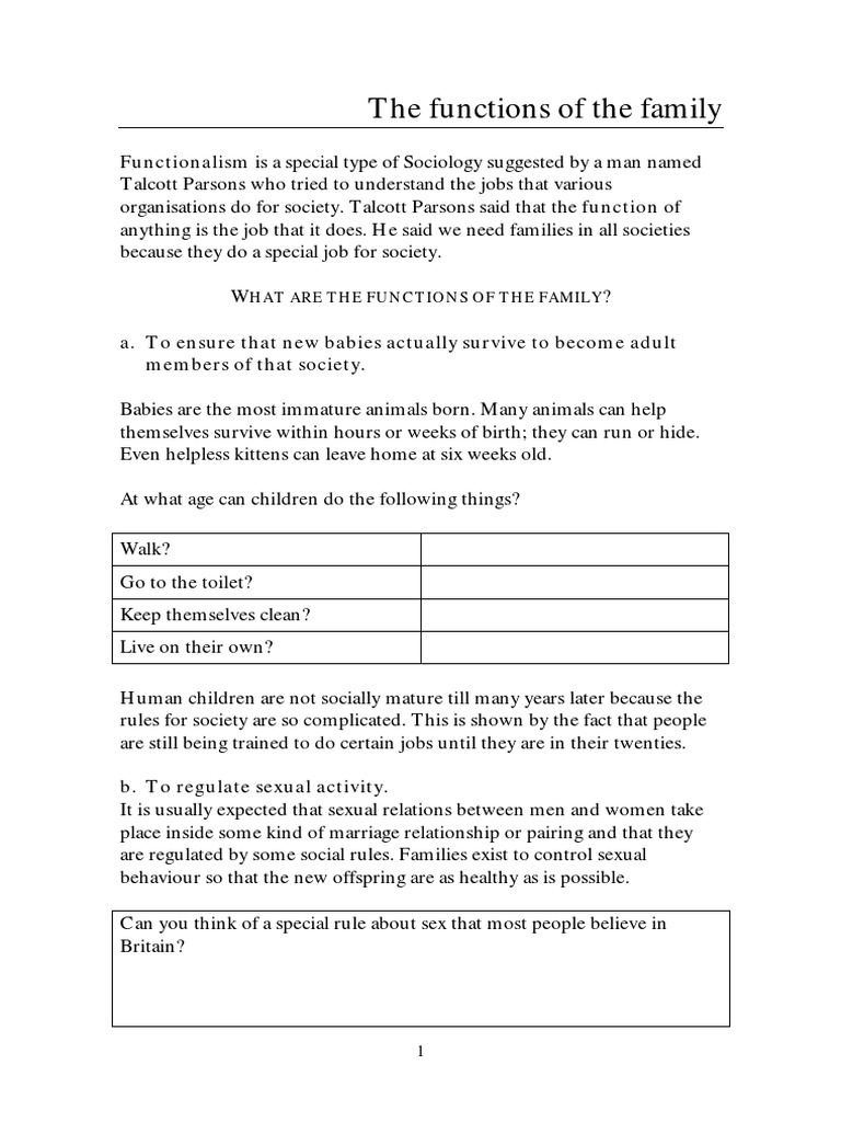 Functions of Family in Society | PDF | Socialization | Family