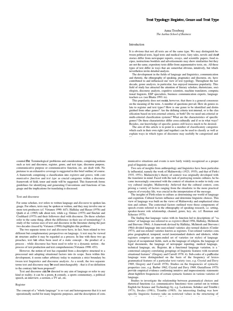 49,720, Text Typology | PDF | Genre | Linguistics