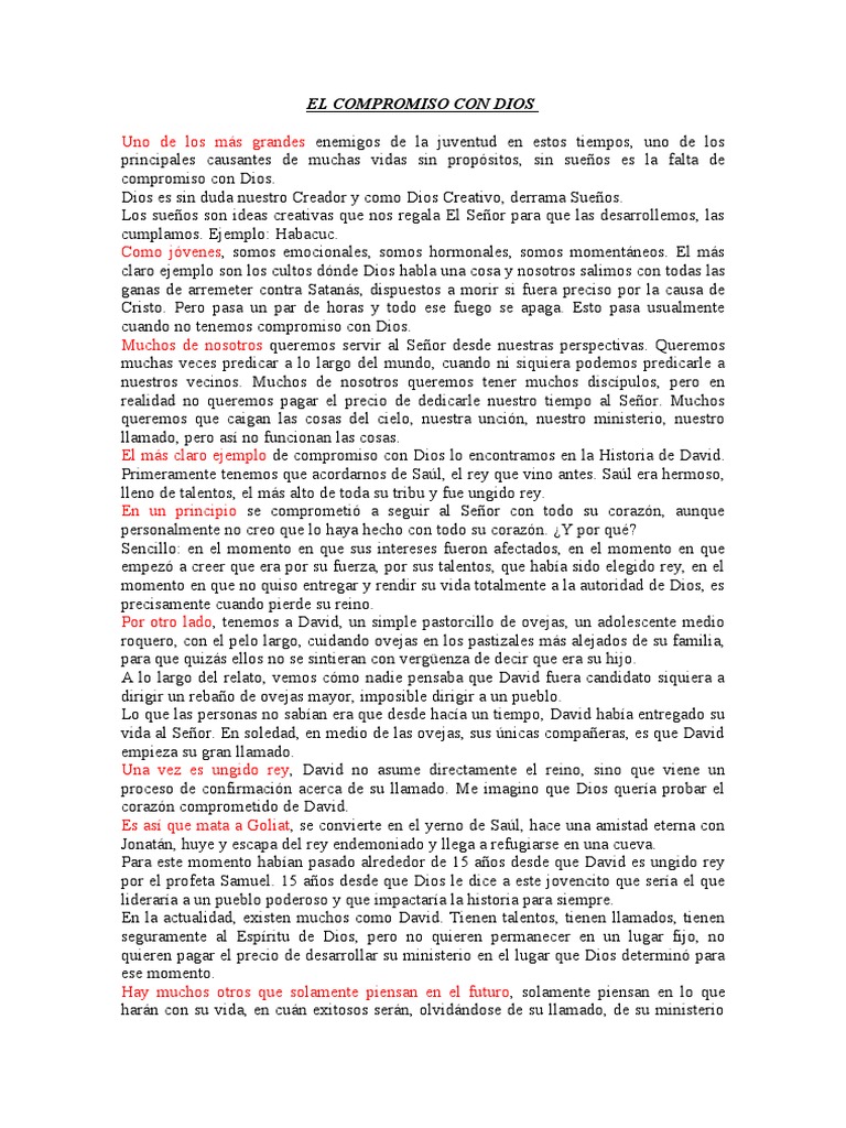 El Compromiso Con Dios | PDF | David | La unción