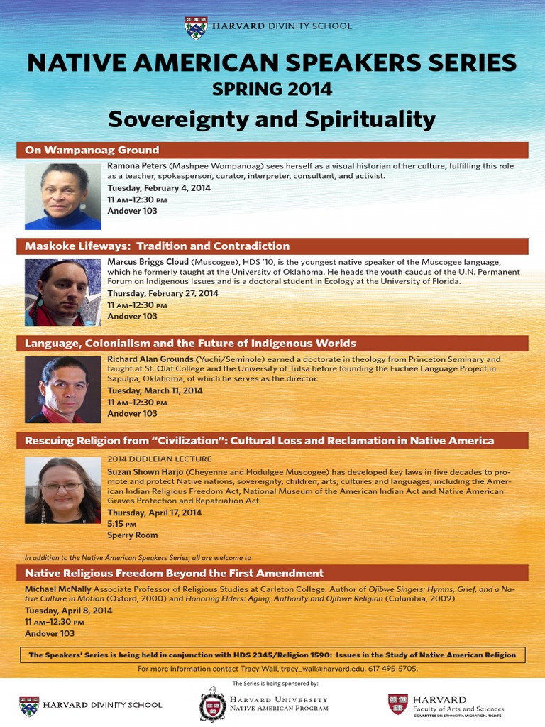 Spring 2014, Native American Speaker Series, Harvard Divinity School ...