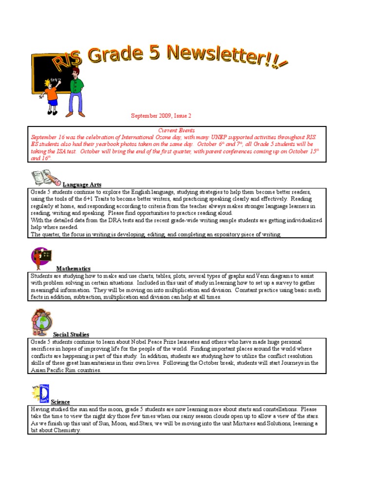 Grade 5 September 2009 Updates | PDF | Reading (Process) | Improvisation