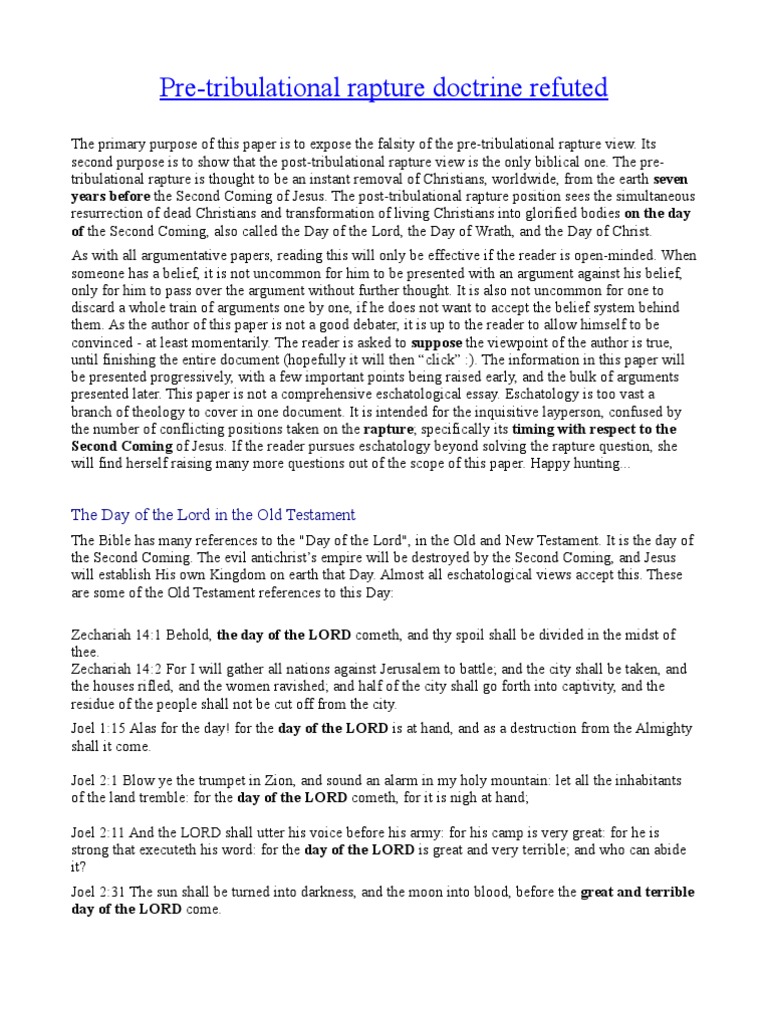 Pre-Tribulation Rapture Refuted! | PDF | Rapture | Great Tribulation Pre-Tribulation Rapture Refuted! | PDF | Rapture | Great Tribulation