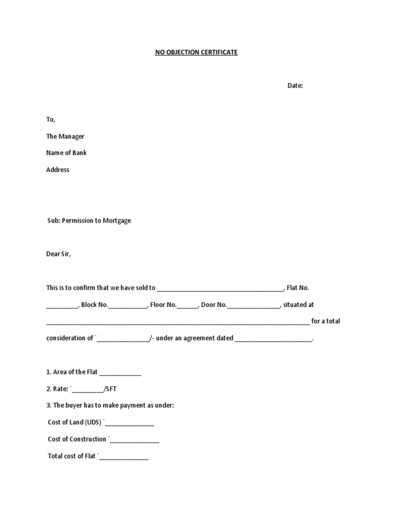 No Objection Certificate | PDF