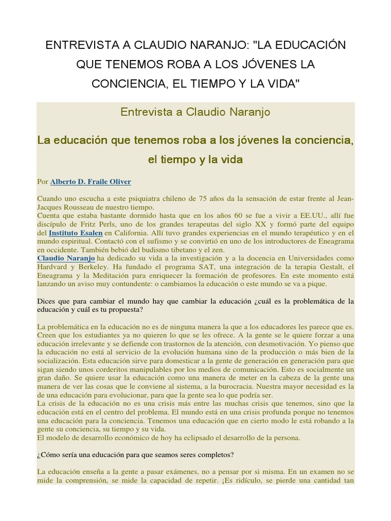 Claudio Naranjo | PDF | Muerte | Ciencia cognitiva