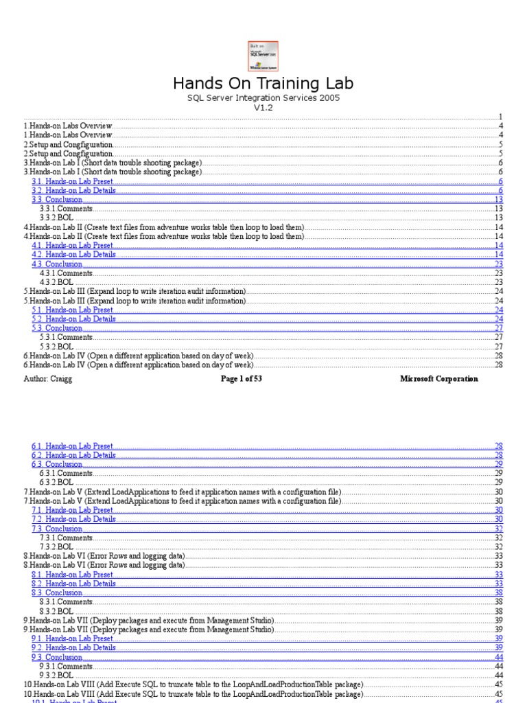 SSIS 2005 Hands On Training Lab | PDF | Microsoft Sql Server | Sql