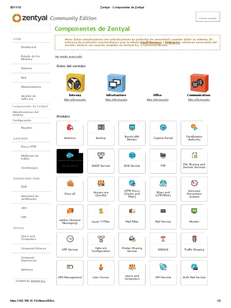 Zentyal - Componentes de Zentyal | PDF