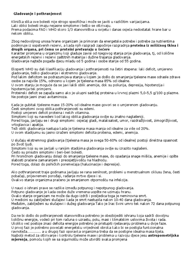 Gladovanje I Pothranjenost | PDF