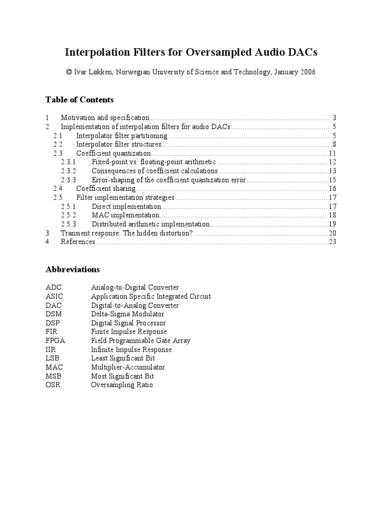 Interpolation Filters For Oversampled Audio DACs | PDF | Digital To Analog Converter | Analog To ...
