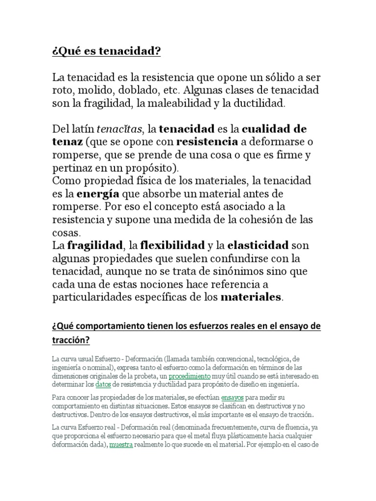 Definición y Propiedades de Tenacidad | PDF | Rendimiento (ingeniería ...