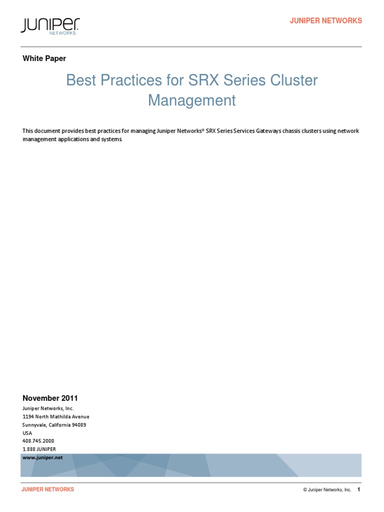 SRX Cluster Monitoring Best Practices | PDF | Router (Computing ...