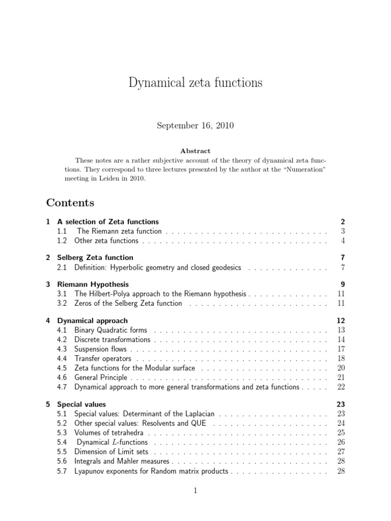 Dynamical Zeta Functions and Their Applications | PDF | Theoretical Physics | Complex Analysis