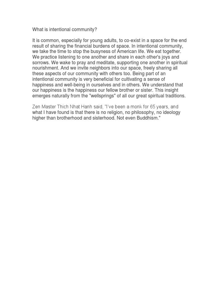 What Is Intentional Community | PDF | Religion & Spirituality