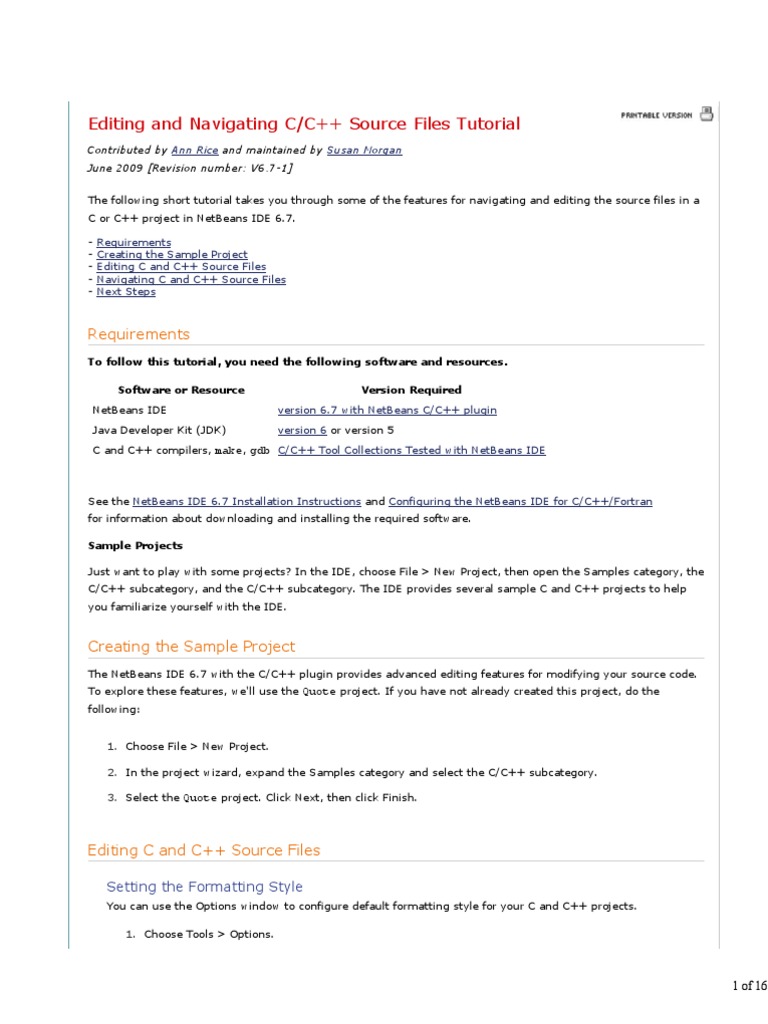Netbeans - Editing C & C++ | PDF | Net Beans | Applications & Software