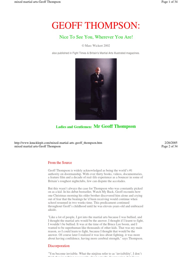 Mixed Martial Arts Geoff Thompson | PDF | Grappling | Chinese Martial Arts