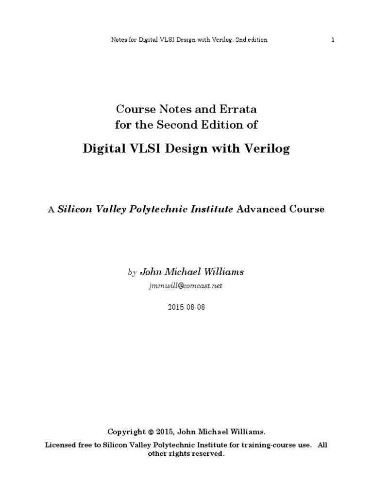 Digital Design With Verilog: Course Notes For Second Edition | PDF ...
