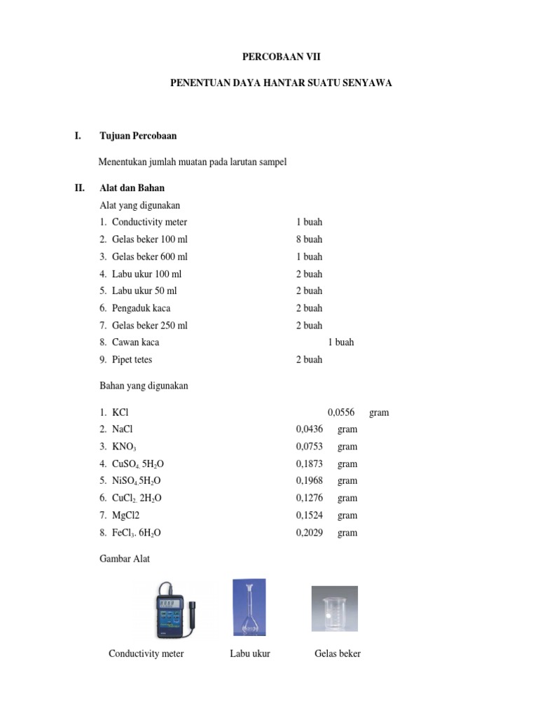 Percobaan Vii Penentuan Daya Hantar Suatu Senyawa | PDF | Teknologi ...