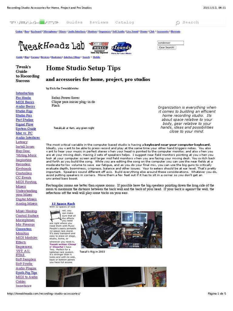 Recording Studio Accessories For Home, Project and Pro Studios | PDF ...