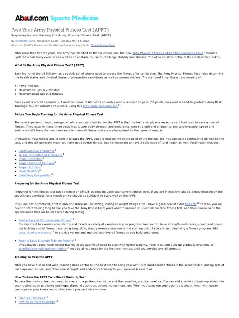 Army Physical Fitness Test (APFT) - Preparing For and Passing The Army ...