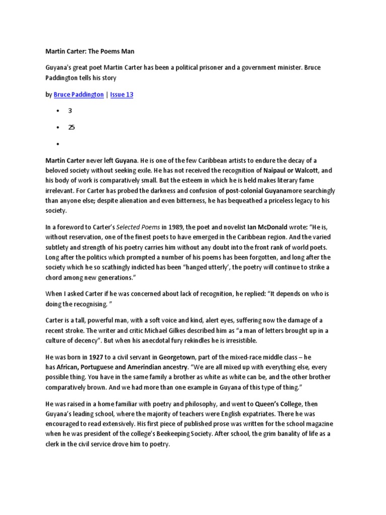Martin Carter | PDF | Poetry