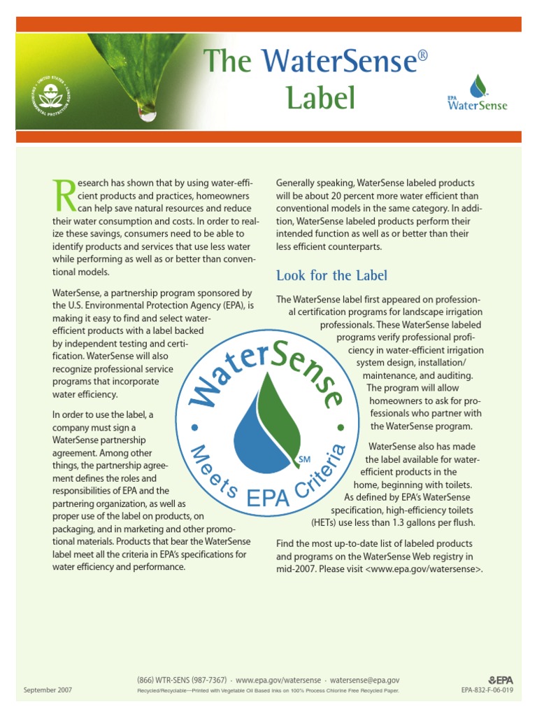 The Label: Watersense | PDF