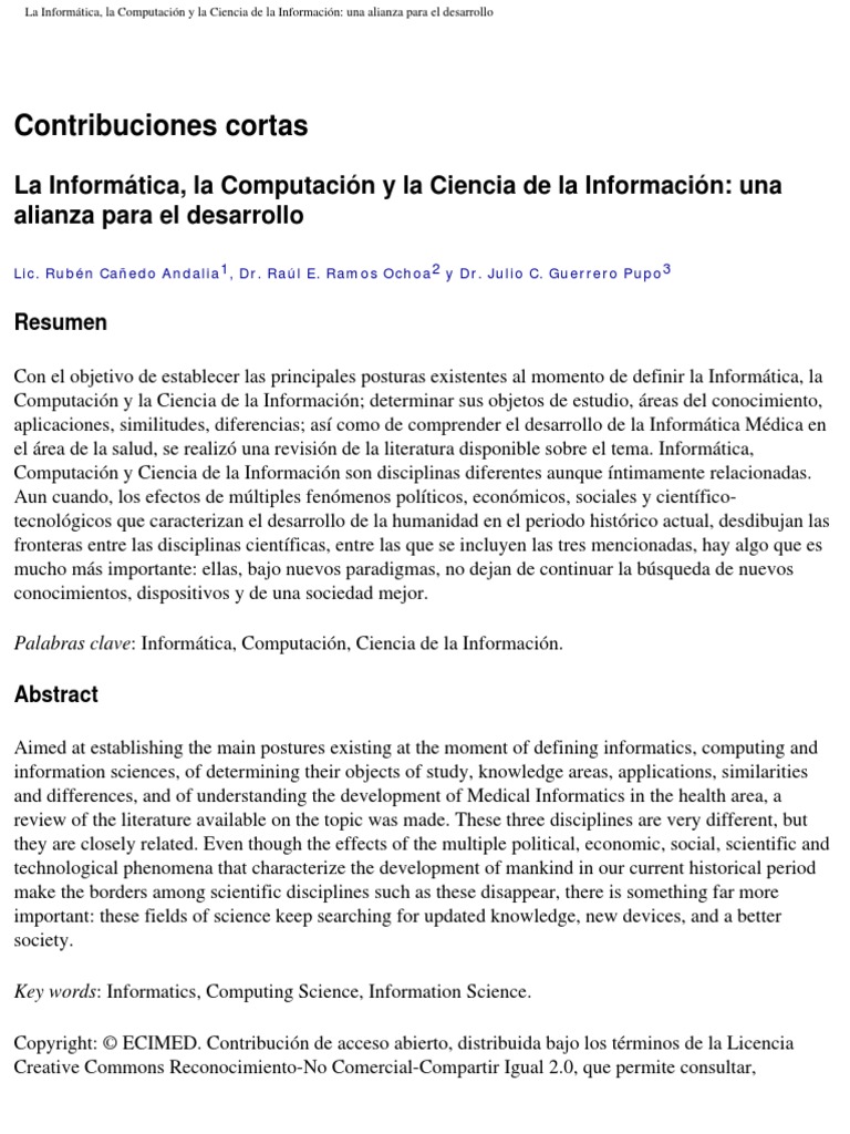 Diferencia Entre Informatica, Computacion y Tics | PDF | Ciencias de la Computación | Science
