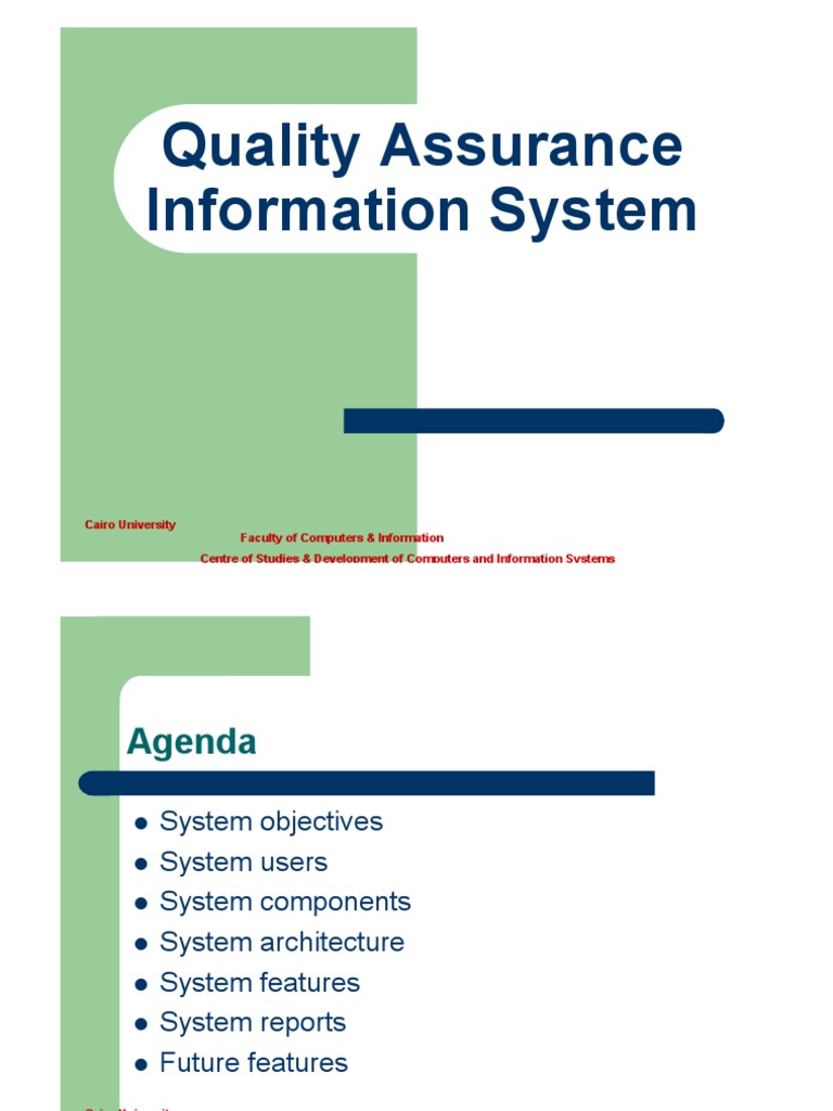 Quality Assurance Information System | PDF | Quality Assurance ...