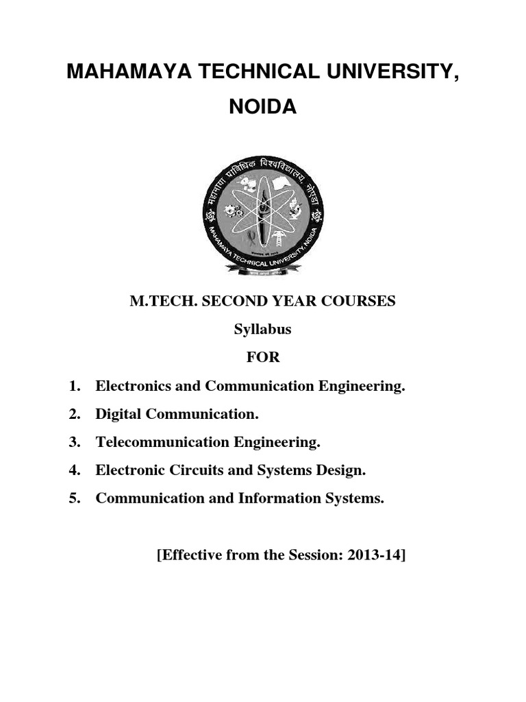 M.tech Syllabus 2nd Year Mtu | PDF | Electronic Circuits | Electronic ...